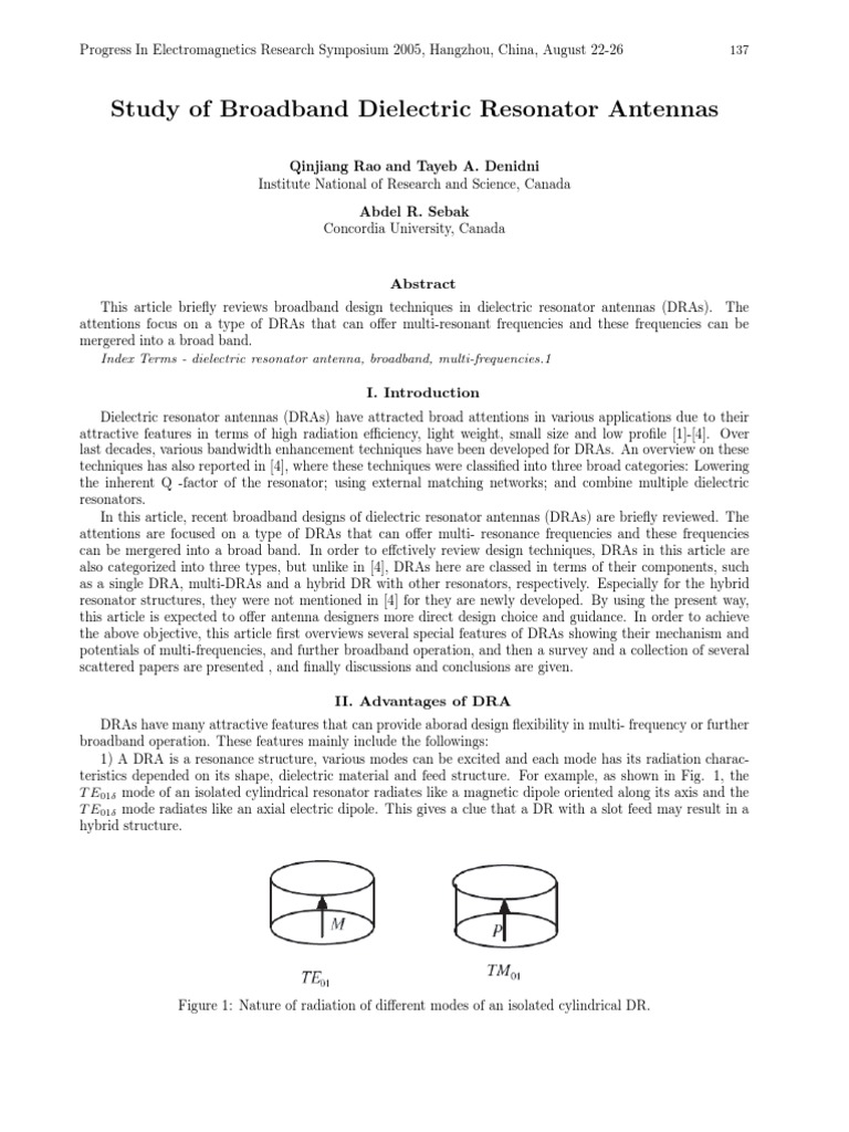 2005 Study of DRA | PDF | Antenna (Radio) | Dielectric