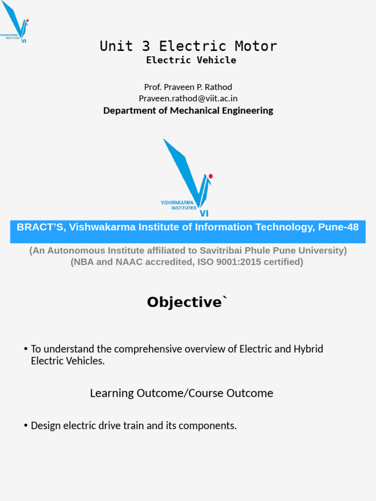 Unit 3 EV | PDF | Electric Motor | Mechanical Engineering
