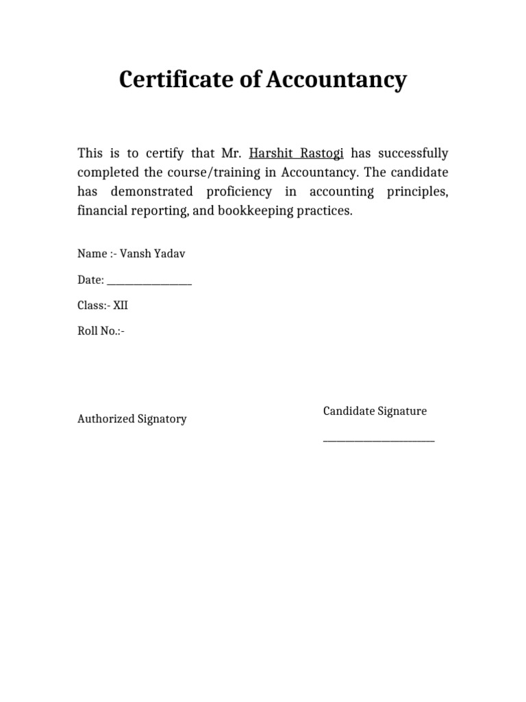 Certificate of Accountancy | PDF