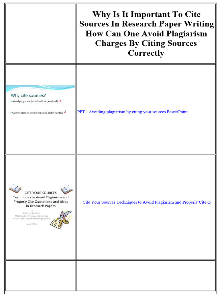 Why Is It Important To Cite Sources in Research Paper Writing How Can ...