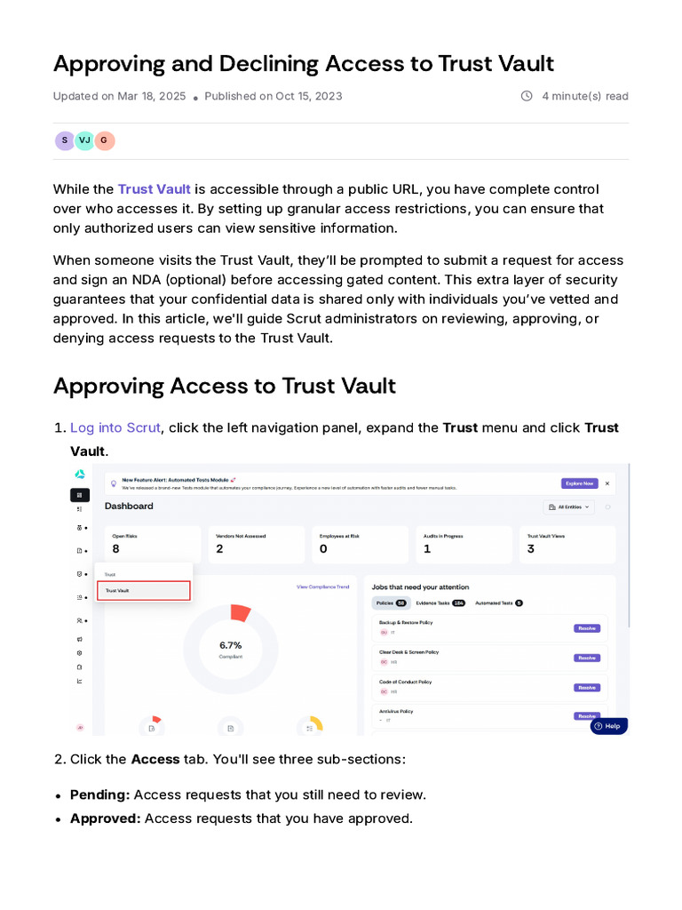 Approving and Declining Access To Trust Vault | PDF | System Software ...