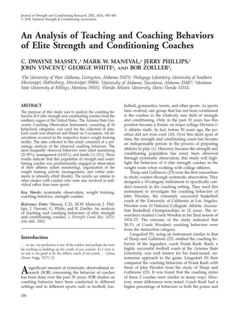 Elite Strength Coach Behavior Analysis | PDF | Southeastern Conference ...