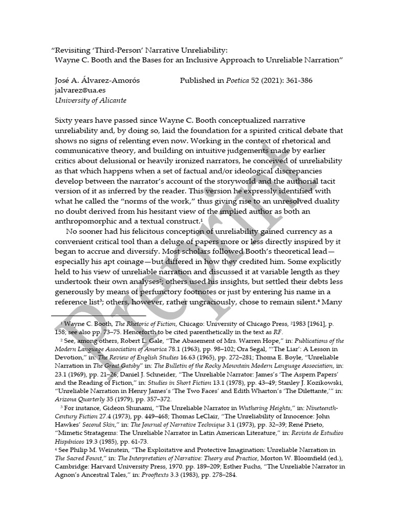 "Revisiting Third-Person' Narrative Unreliability | PDF | Narrative ...