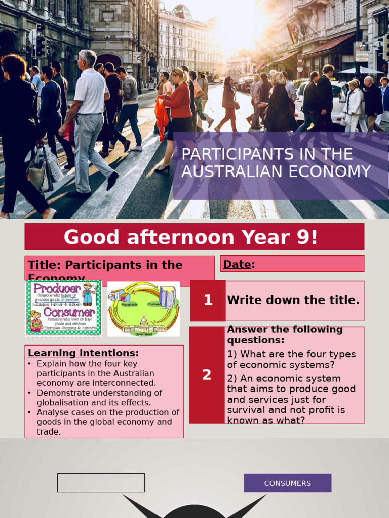 Lessons 1+2 - Participants in The Australian Economy | PDF | Taxes ...