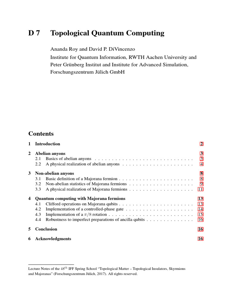 D7 Topological Quantum Computing | PDF | Quantum Mechanics | Applied ...