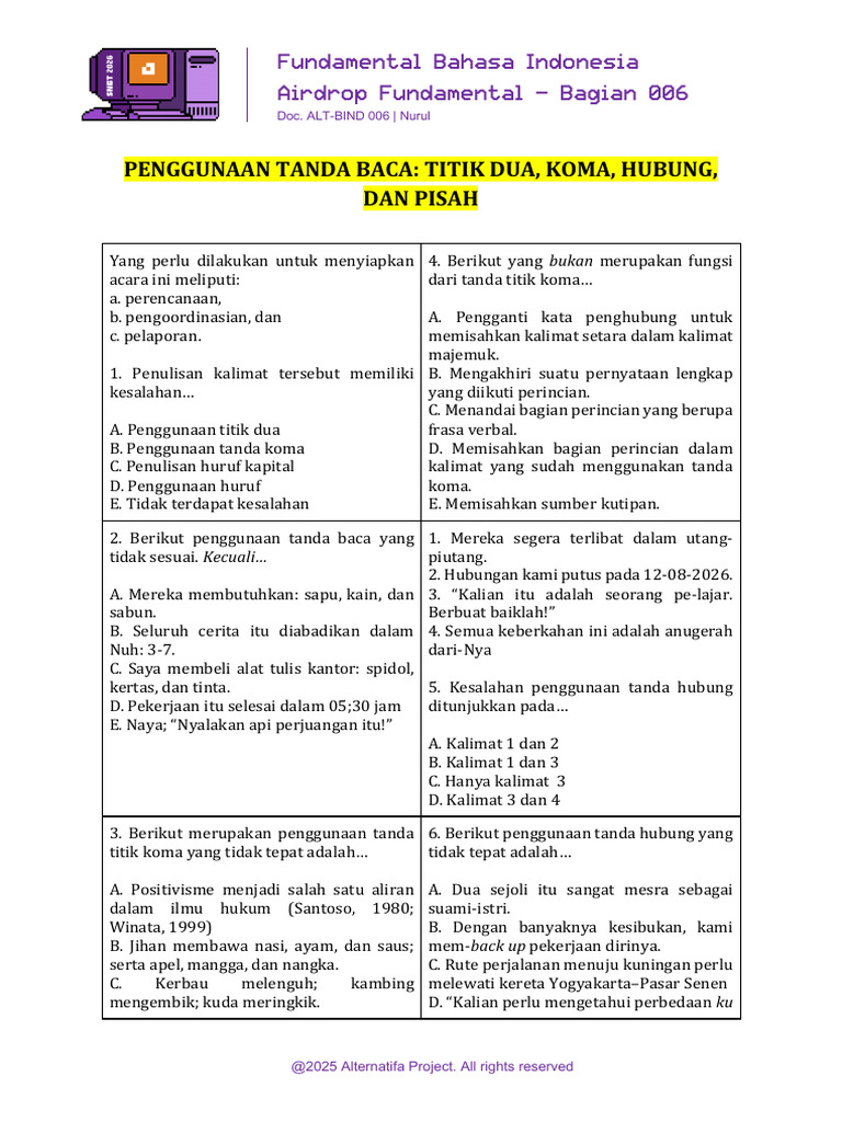 Panduan Penggunaan Tanda Baca EYD | PDF