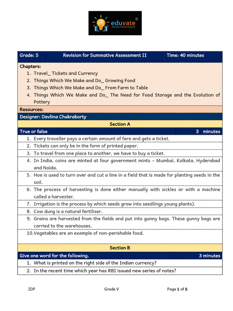 Revision For Summative Assessment II LP25 Worksheet | PDF | Wheel | Pottery