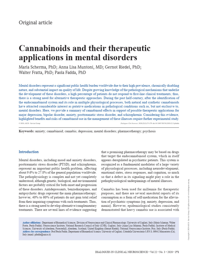 Cannabis in Overall Mental Health | PDF | Psychosis | Medical Cannabis