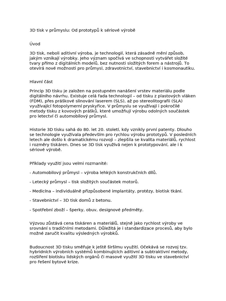 3d Tisk Prumysl | PDF