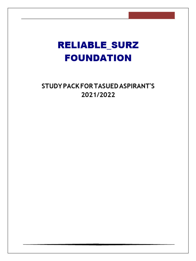 Study Pack For Tasued Aspirants 2021 | PDF