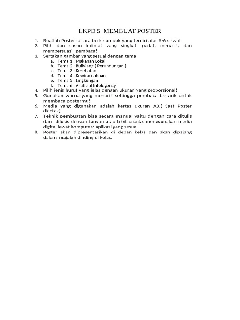 LKPD: Panduan Membuat Poster Kreatif | PDF