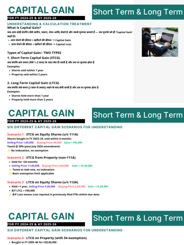 Capital Gains: STCG & LTCG Explained | PDF | Capital Gain | Capital ...