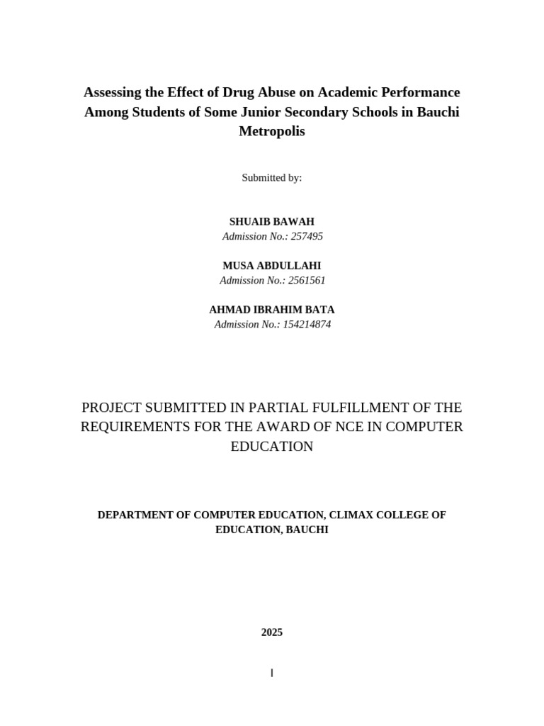 Assessing The Effect of Drug Abuse On Academic Performance | PDF ...