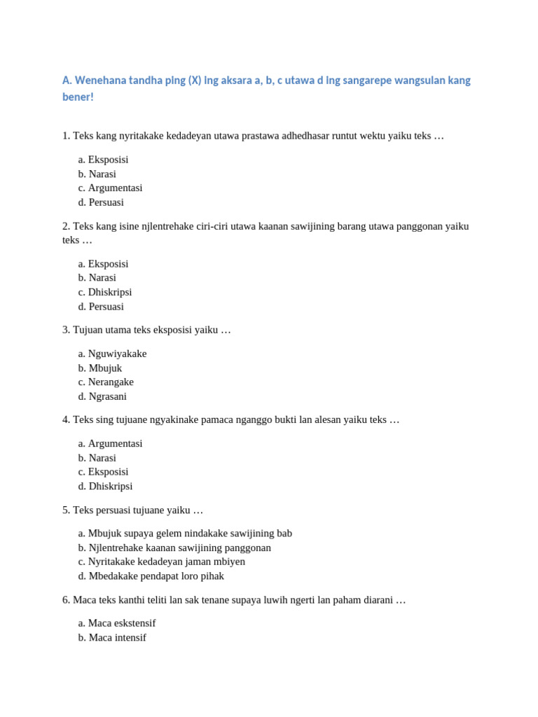 Soal Bahasa Jawa TNR | PDF
