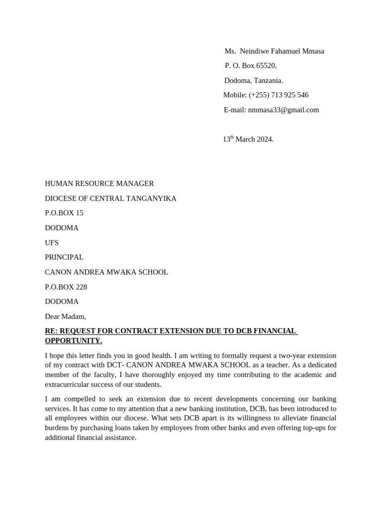 Contract Extension Request for Teacher | PDF