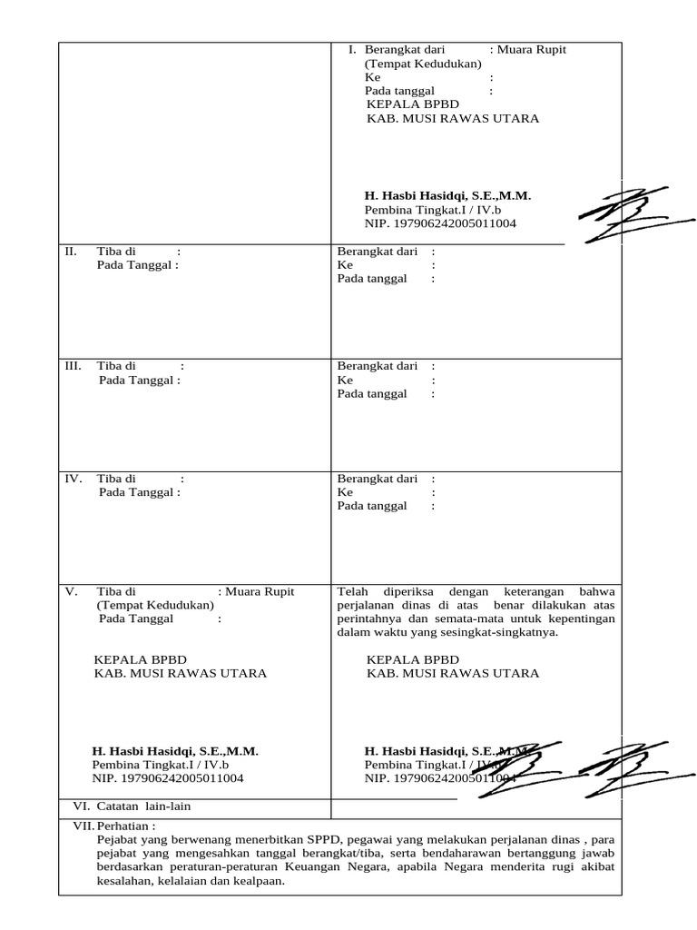 SPPD Lembar Belakang | PDF