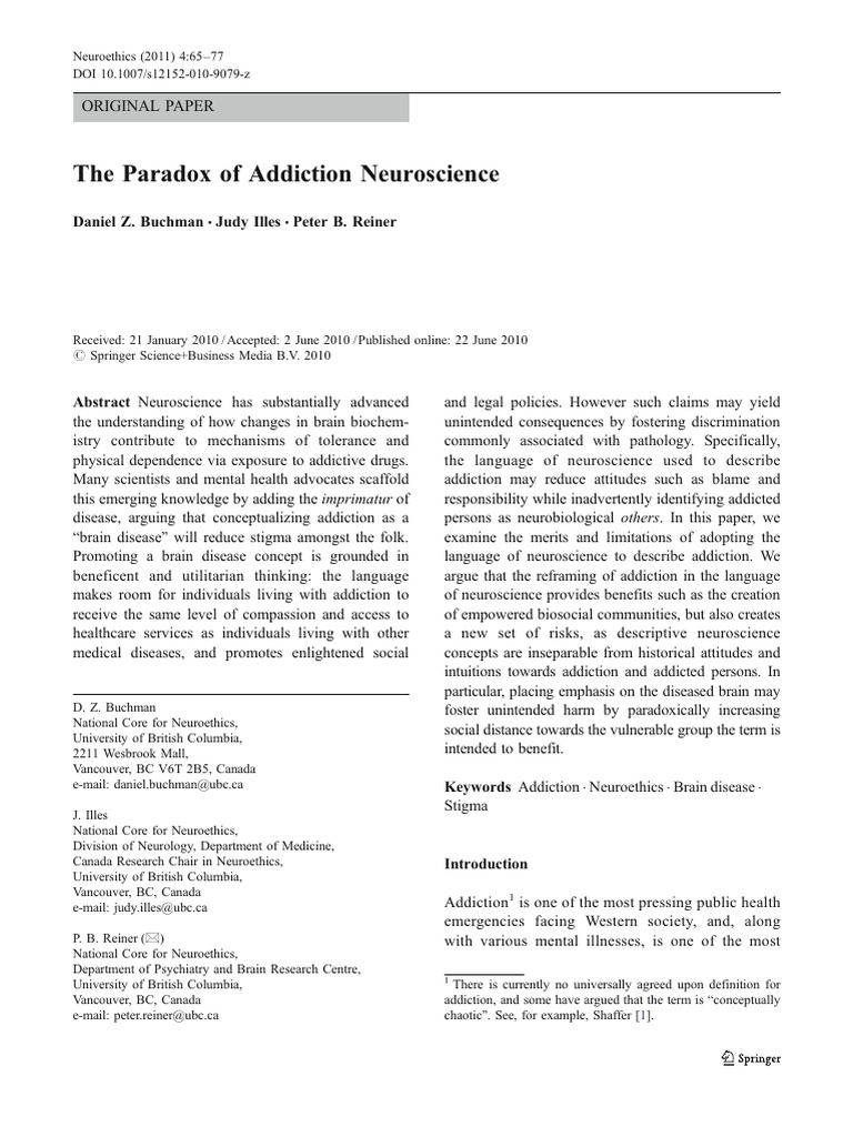 Neuroscience and the Addiction Paradox | PDF | Reward System | Free Will