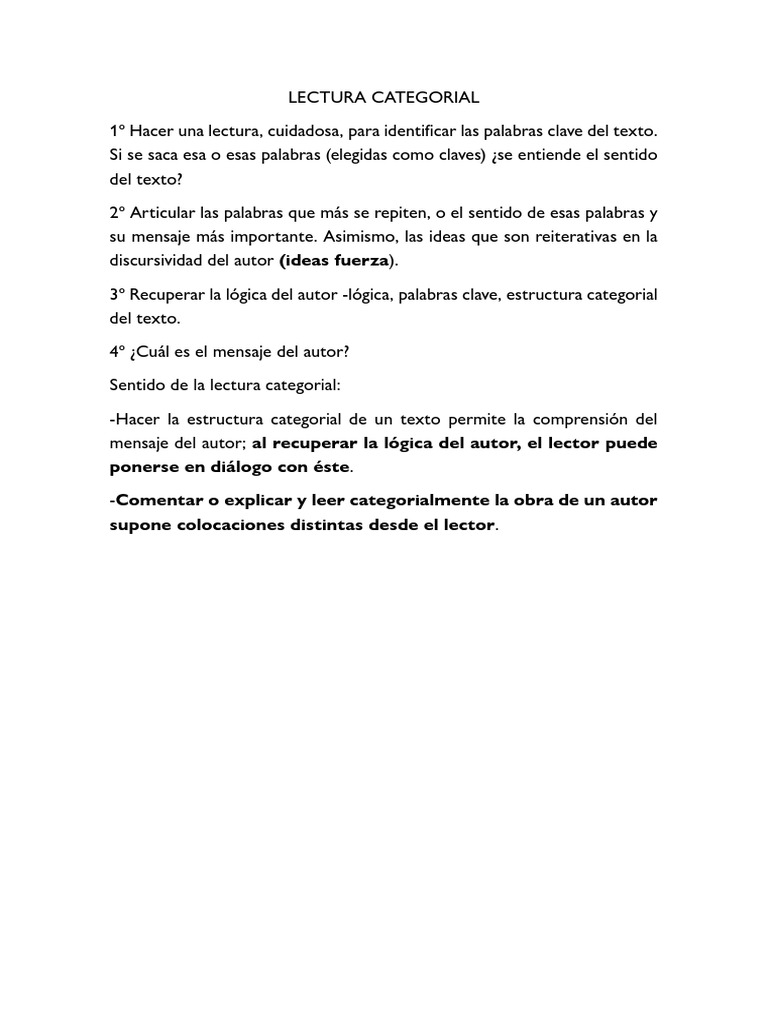Guía para Lectura Categorial Efectiva | PDF