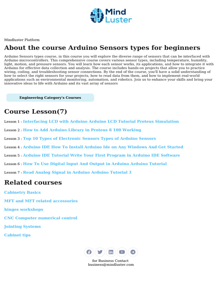 Arduino Sensor Types for Beginners | PDF
