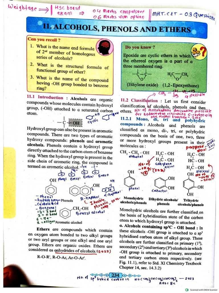 11. Alcohols, Phenols and Ethers | PDF