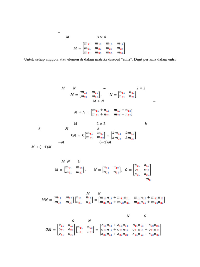 Operasi dan Sifat Matriks Dasar | PDF