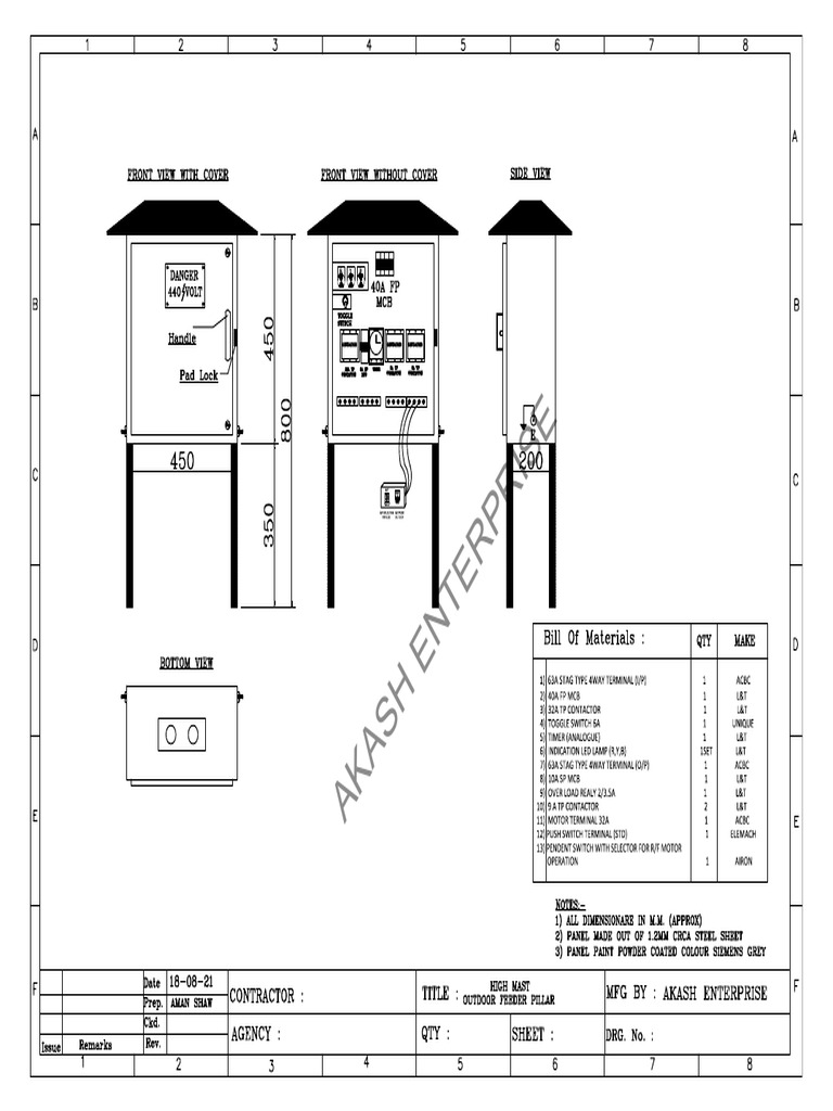 High Mast Outdoor Feeder Pillar 18-08-21 | PDF