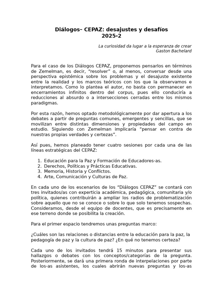 Diálogos - CEPAZ | PDF | Pedagogía | Paz