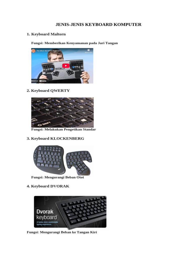 Jenis-Jenis Keyboard Komputer dan Fungsinya | PDF