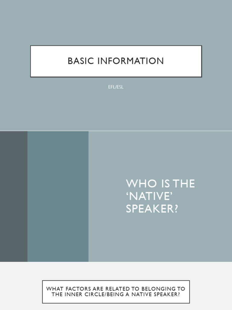 Understanding Native Speakers and ESL/EFL | PDF | Learning Styles ...