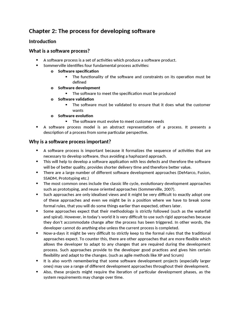 Software Engineering Chapter 2 Notes | PDF | Software Development ...