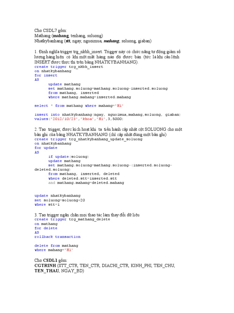 Bài tập SQL server | PDF