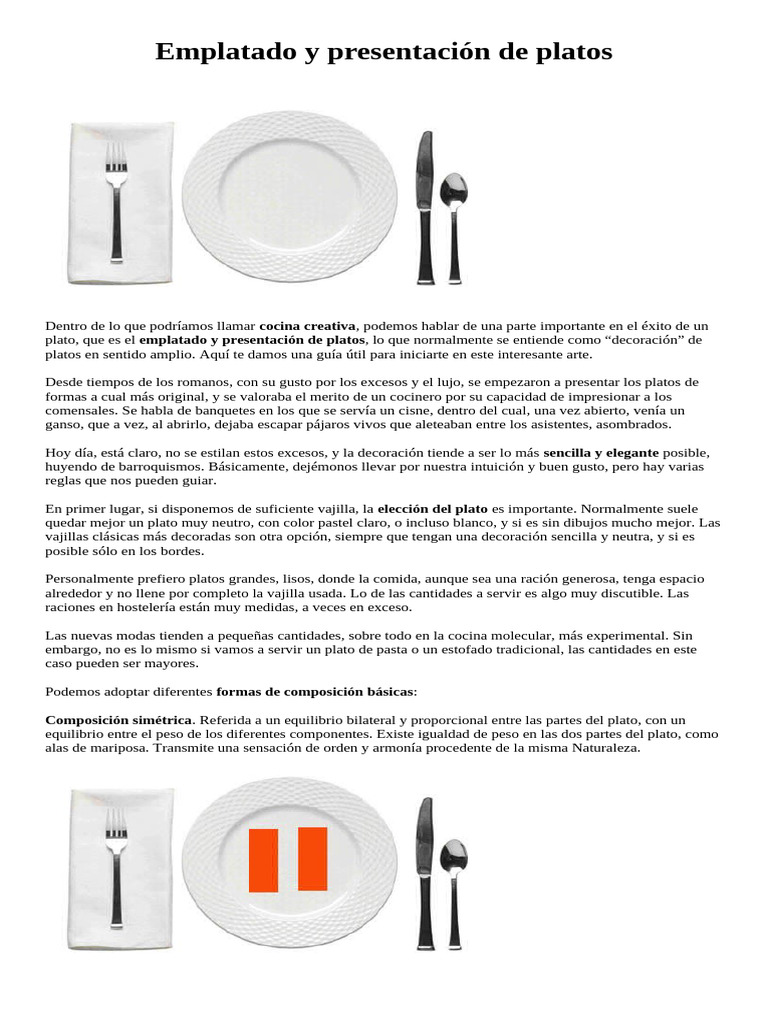 Técnicas de Emplatado y Presentación | PDF | Postres | Alimentos