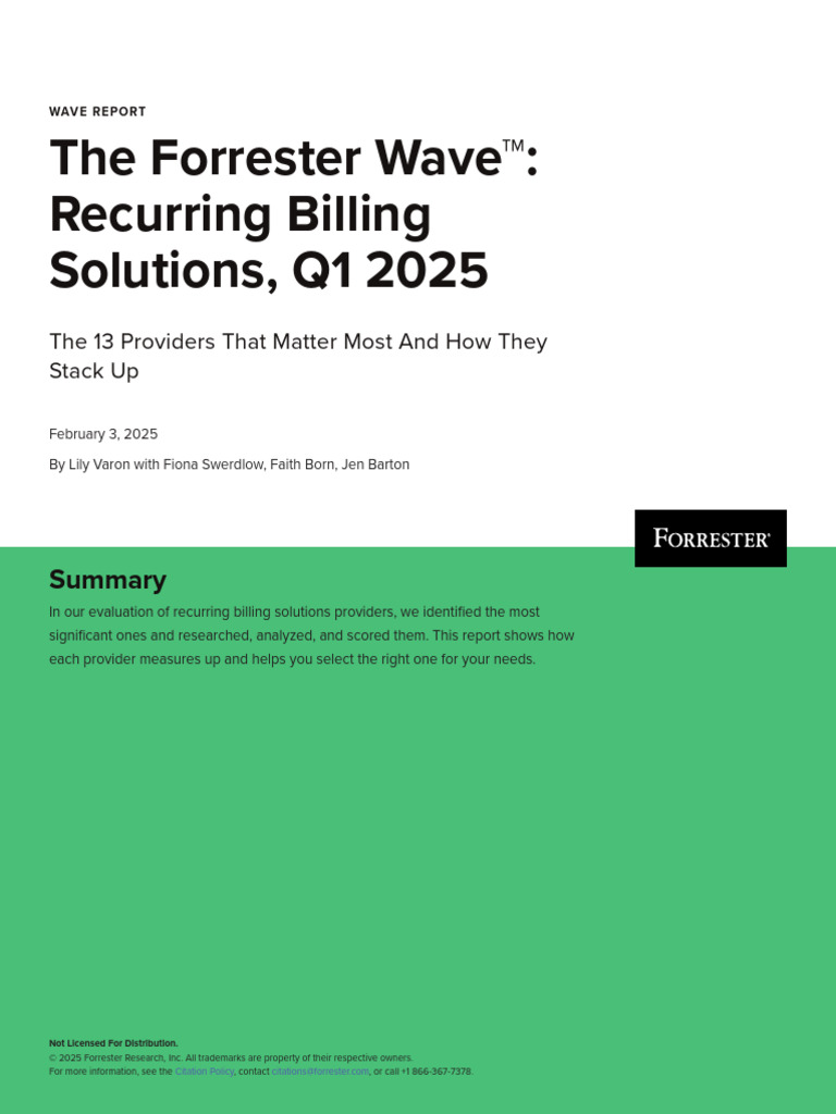 Forrester Wave: Recurring Billing Q1 2025 | PDF | Software As A Service ...