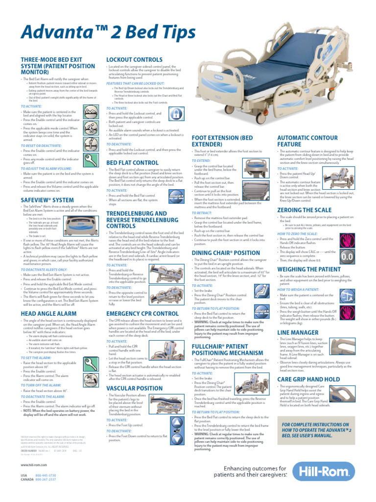 Advanta™ 2 Bed Tips & Features Guide | PDF | Cardiopulmonary ...