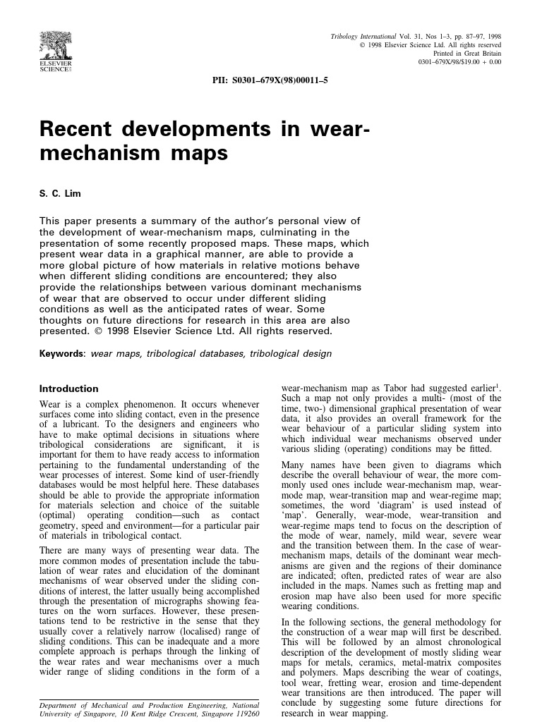 Recent Developments in Wear-Mechanism Maps | PDF | Wear | Aluminium Recent Developments in Wear-Mechanism Maps | PDF | Wear | Aluminium