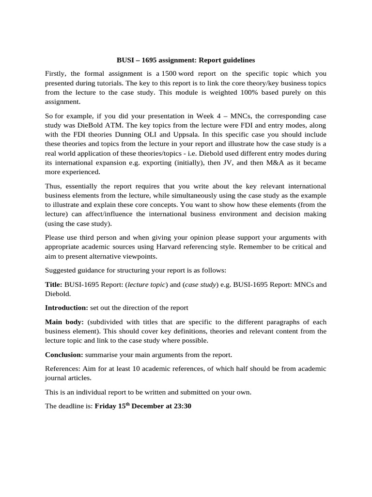 BUSI-1695 Assignment Guidelines (2023) | PDF