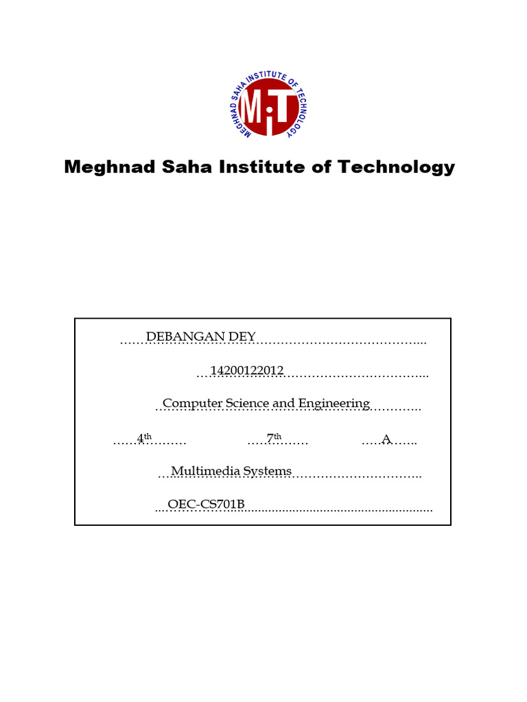 Technical Report: Meghnad Saha Institute of Technology | PDF