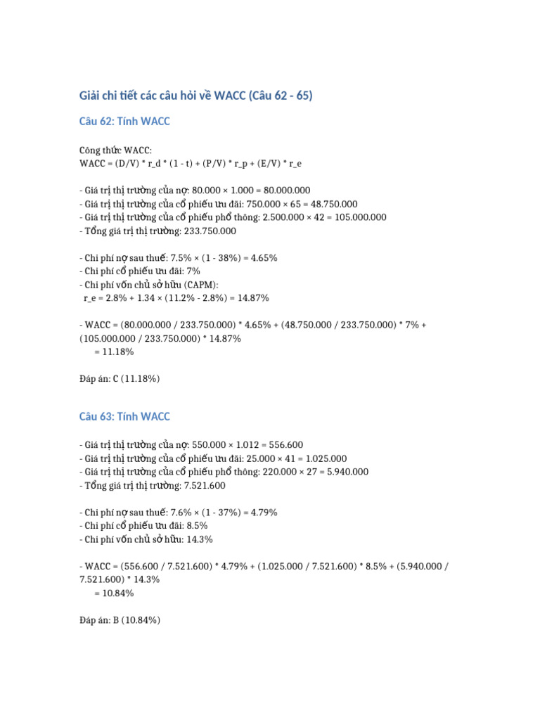 WACC Calculations 62 65 | PDF