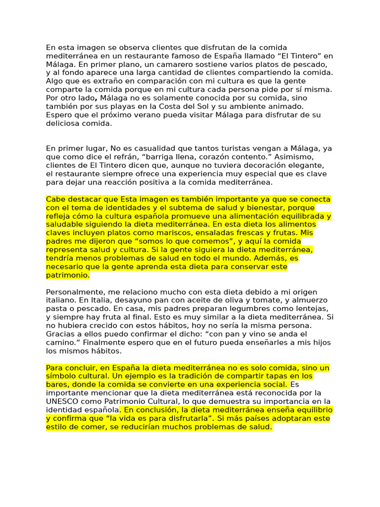 Spanish Monologue Dieta | PDF | Dieta | Alimentos