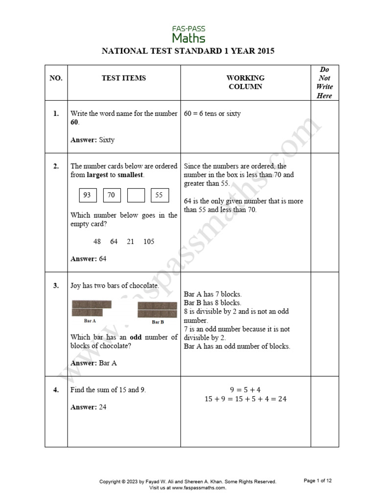 National Test Standard 2015 Overview | PDF | Shape | Elementary Geometry