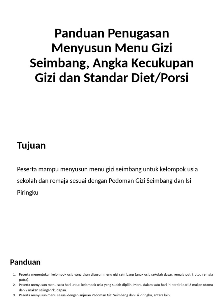 Menu Gizi Seimbang untuk Remaja | PDF