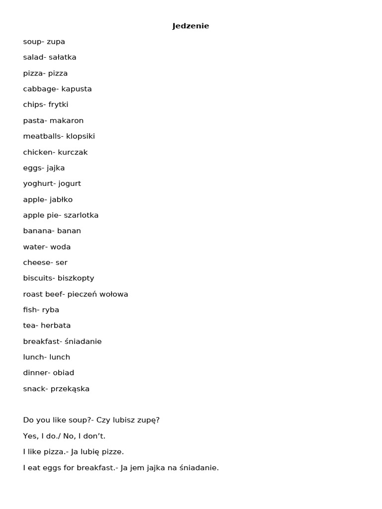 Ang Jedzenie | PDF