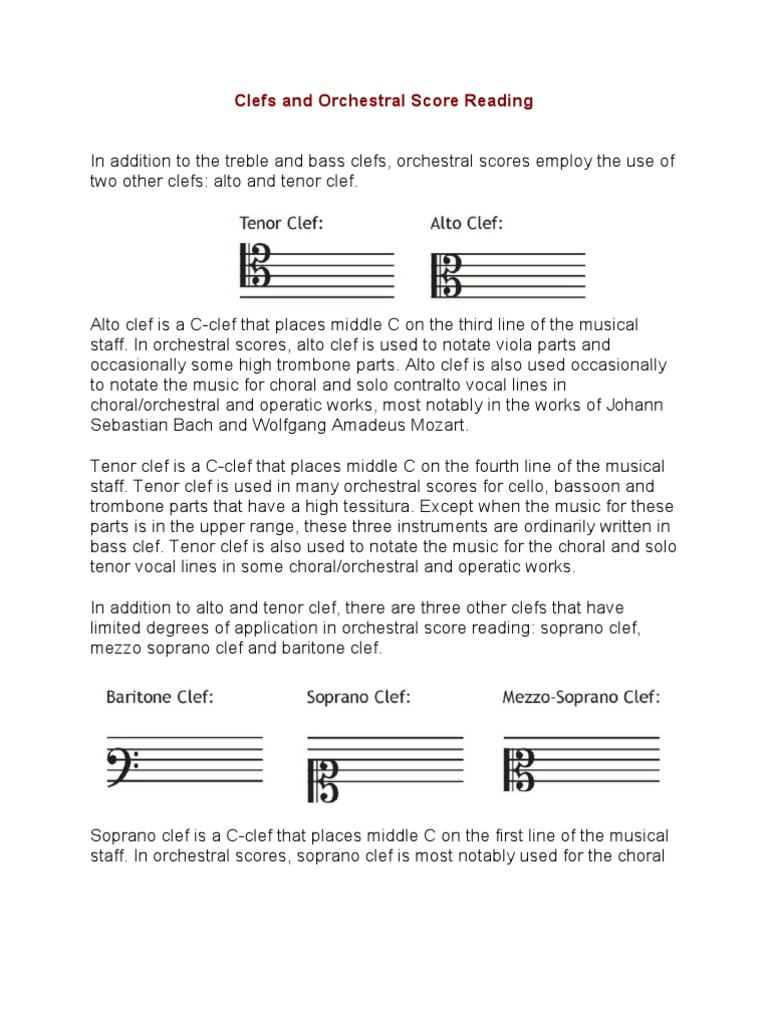 Clefs and Orchestral Score Reading1 | PDF | Clef | Sheet Music