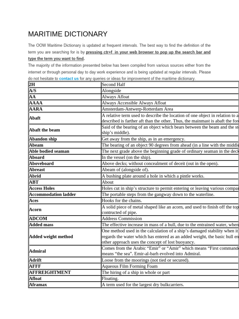 Maritime Dictionary | PDF | Anchor | Stern