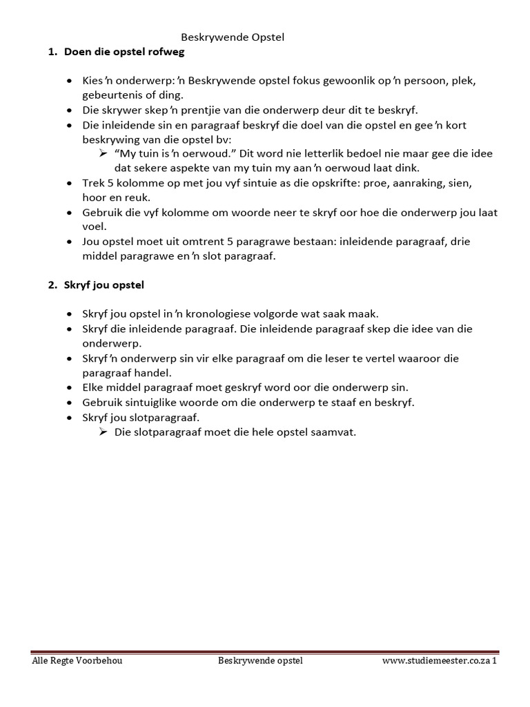 Beskrywende Opstel | PDF
