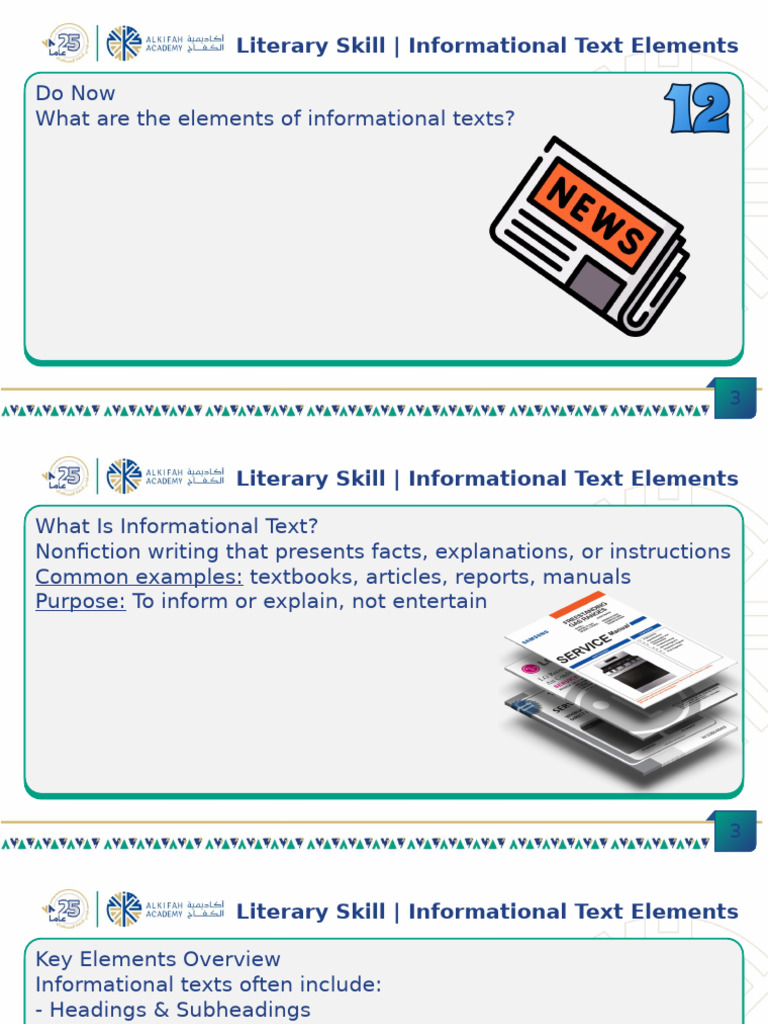 Key Elements of Informational Texts | PDF | Non Fiction | Reading ...