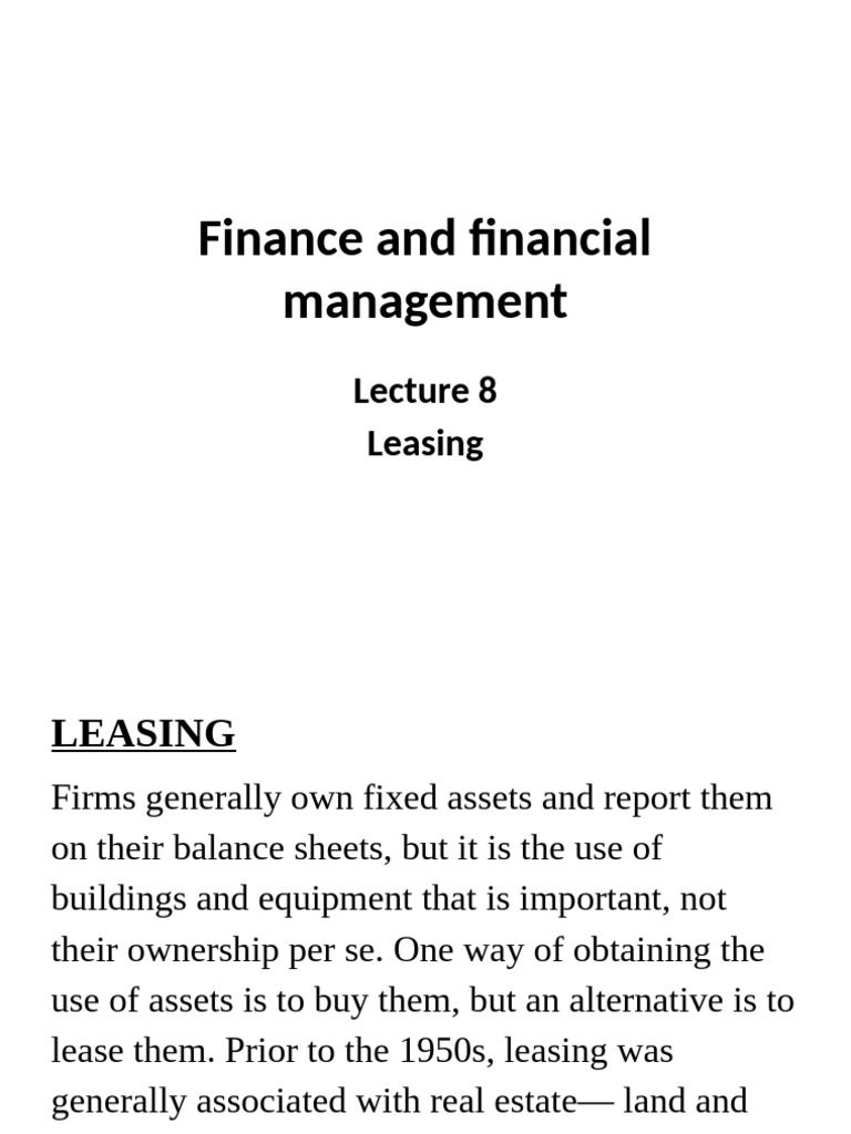 Understanding Leasing in Finance Management | PDF | Lease | Depreciation