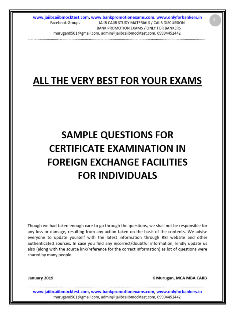 JAIIB CAIIB Foreign Exchange Exam Guide | PDF | International Trade ...