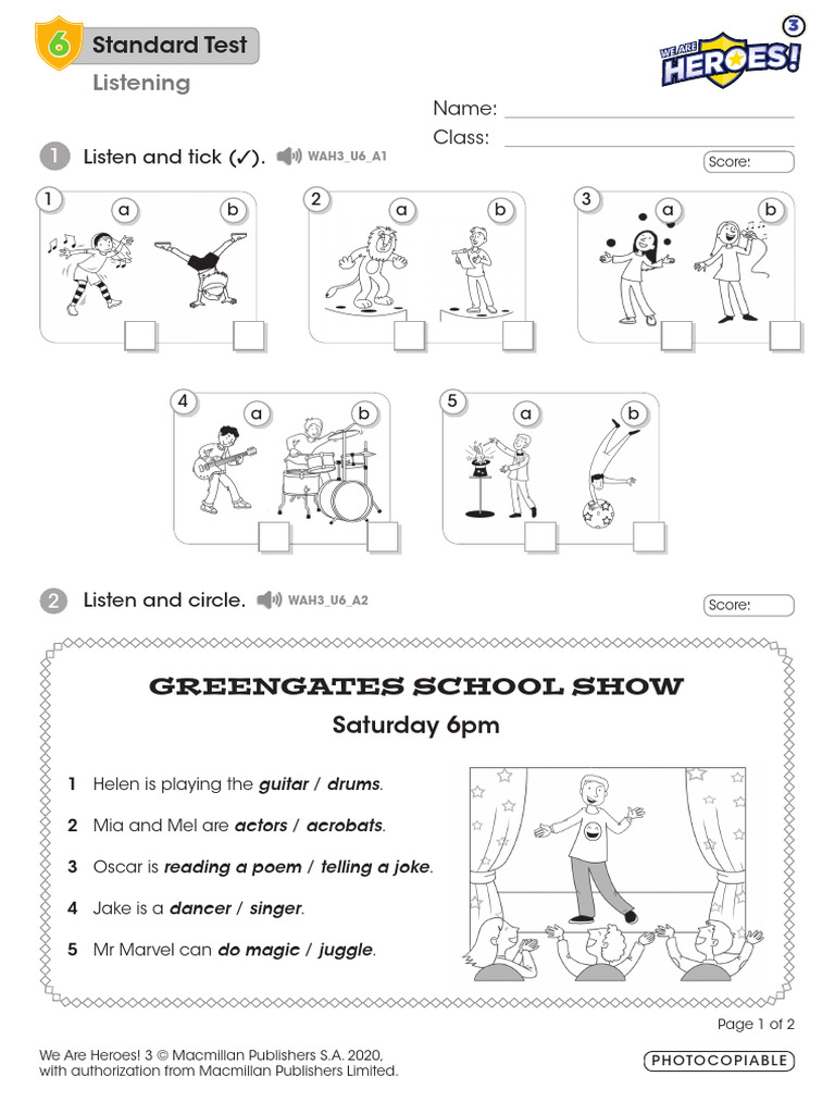Grade 3 Listening and Reading Test | PDF | Entertainment | Performing Arts
