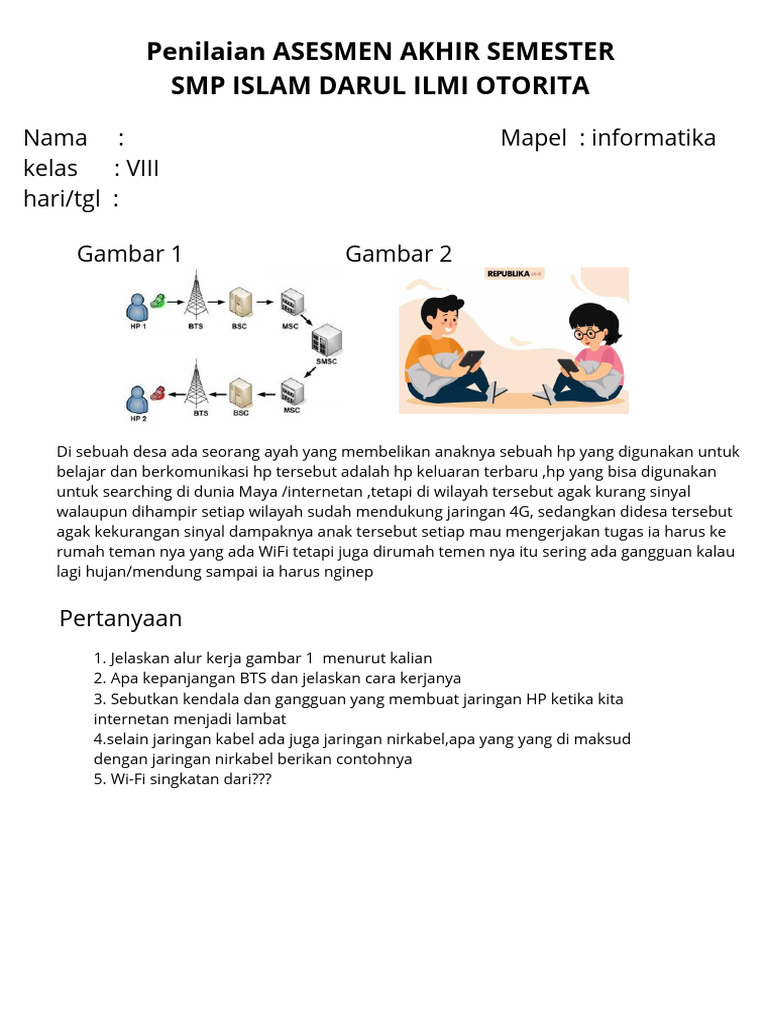 Penilaian Asesmen Akhir Semester SMP Islam Darul Ilmi Otorita ...
